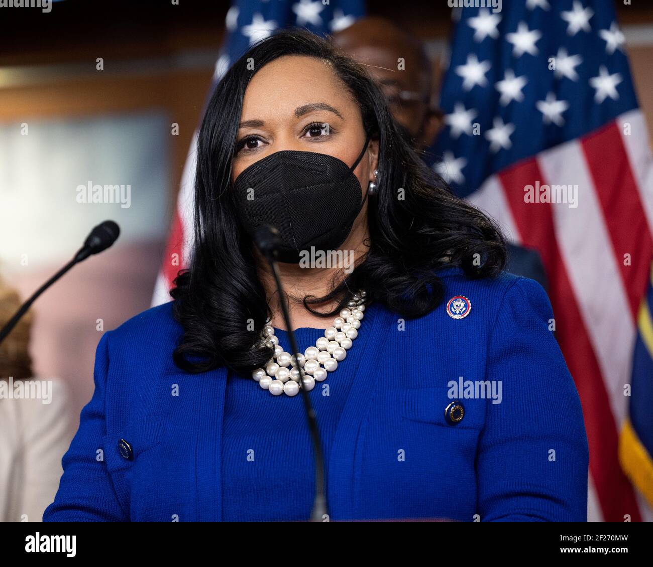 U.S. Representative Nikema Williams (D-GA) speaks at a press conference ...