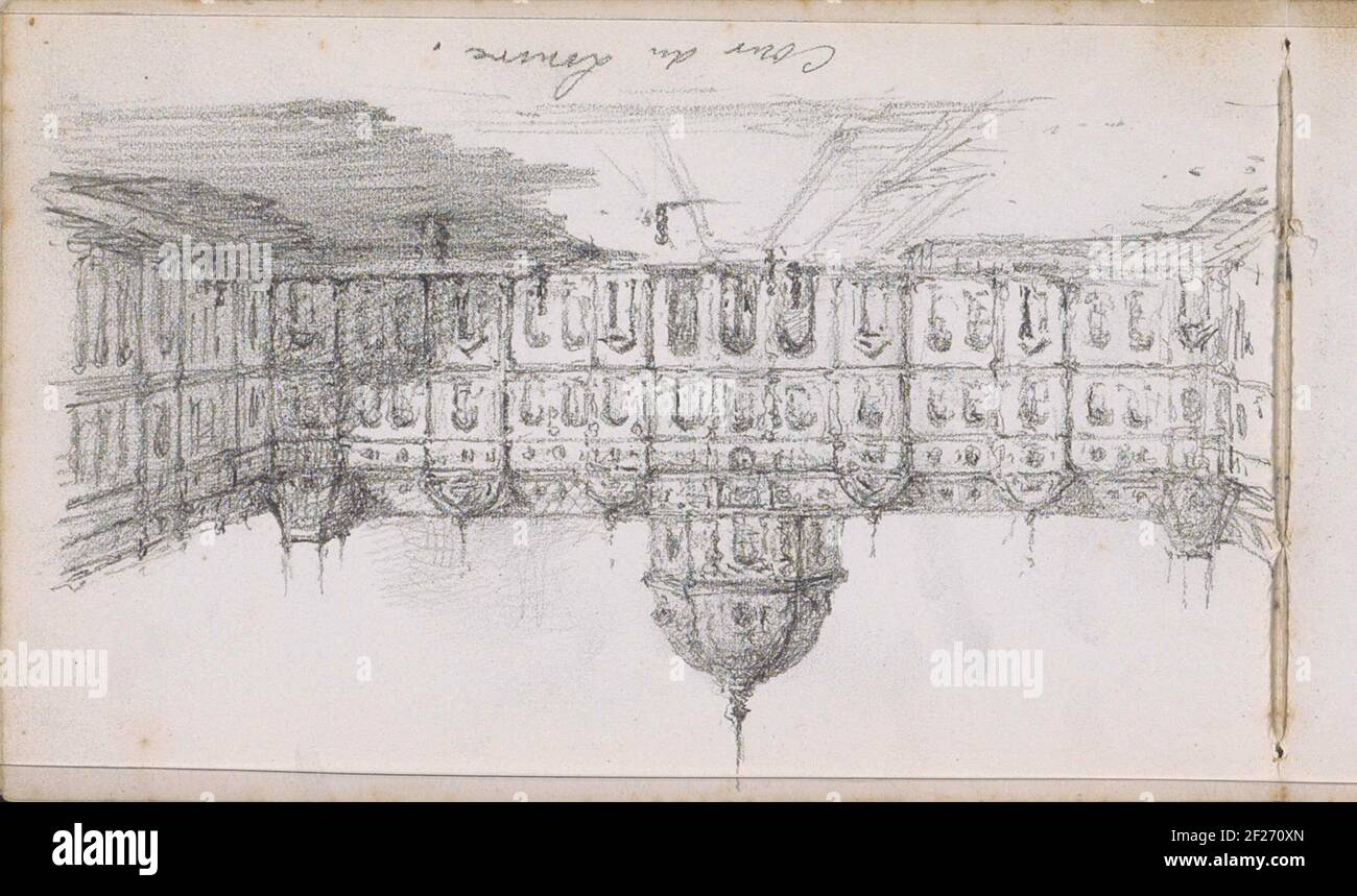 Courtyard of the Louvre.Leaf 21 Verso from a sketchbook with 40 sheets ...