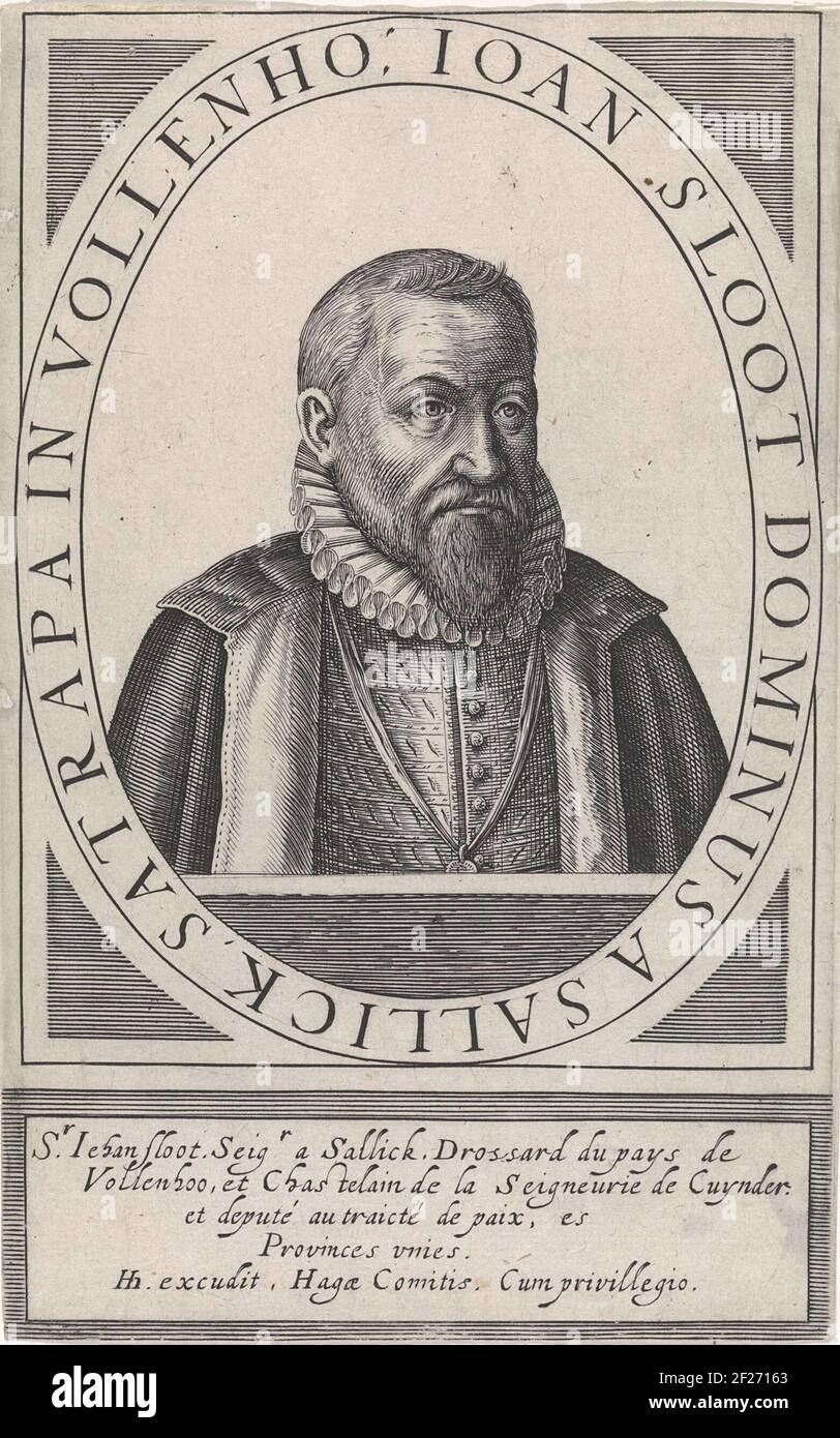 Bust to the right of Jan Sloot, in an oval frame, on which a peripheral ...