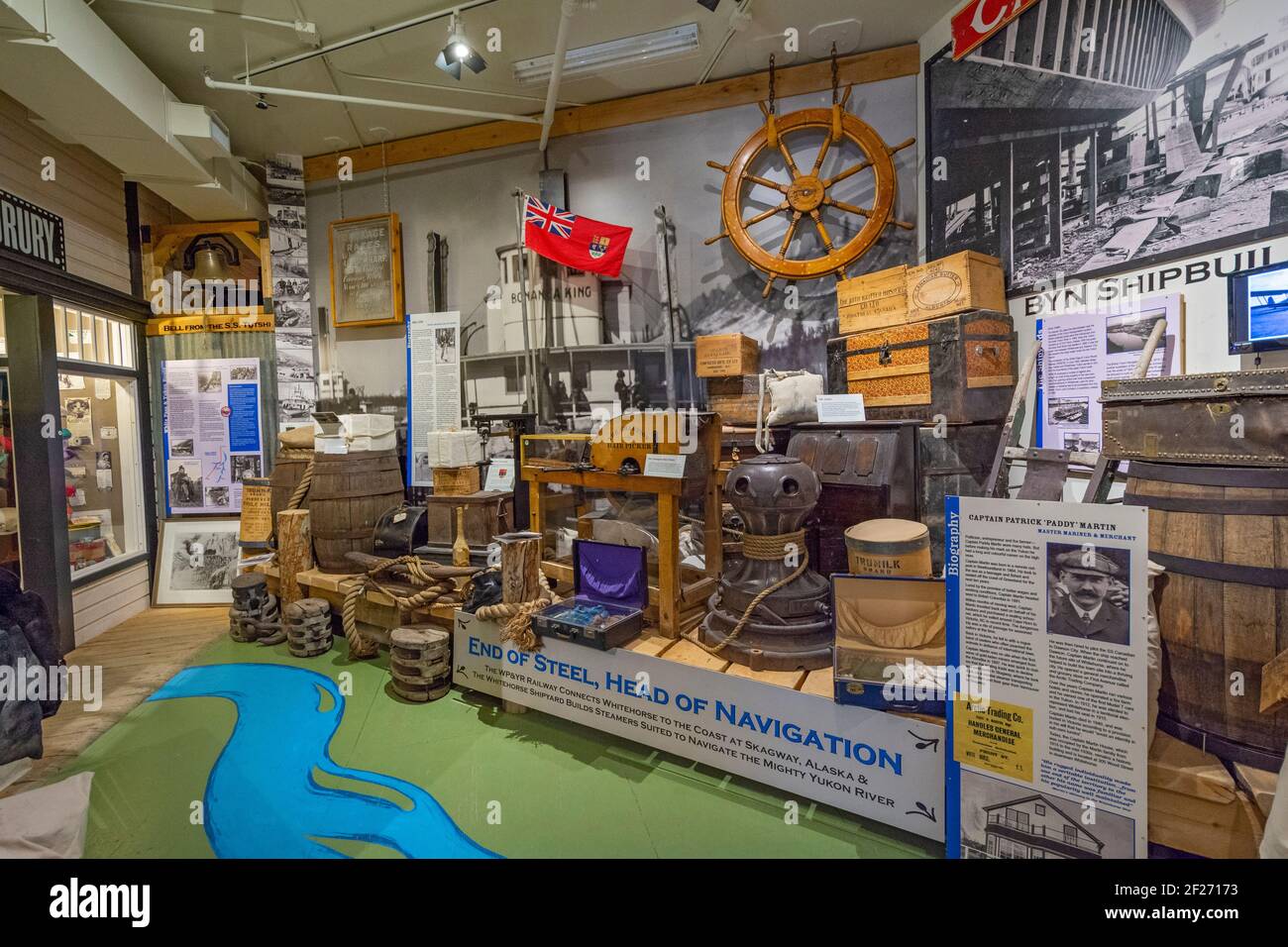 Canada, Yukon, Whitehorse, MacBride Museum, river navigation exhibit ...