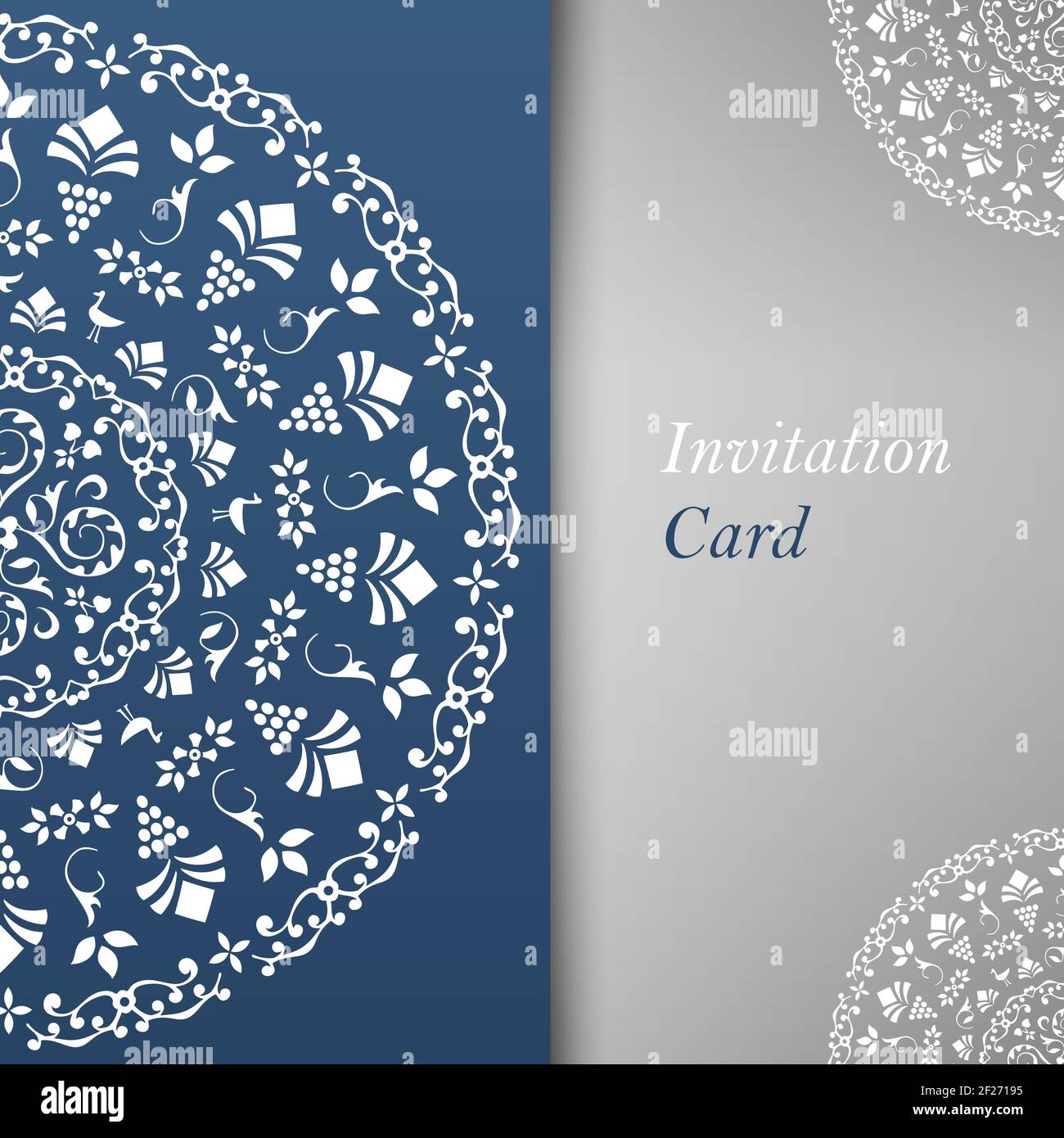 Invitation Card Template, blue greeting card for design Stock Vector ...
