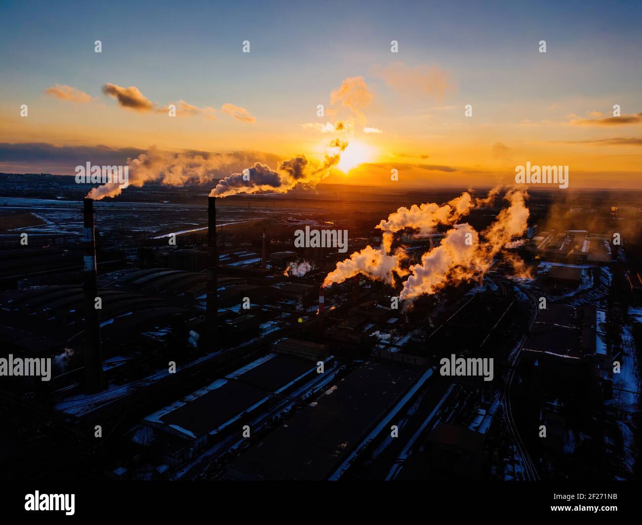 Aerial panorama industrial area chimneys hi-res stock photography and ...