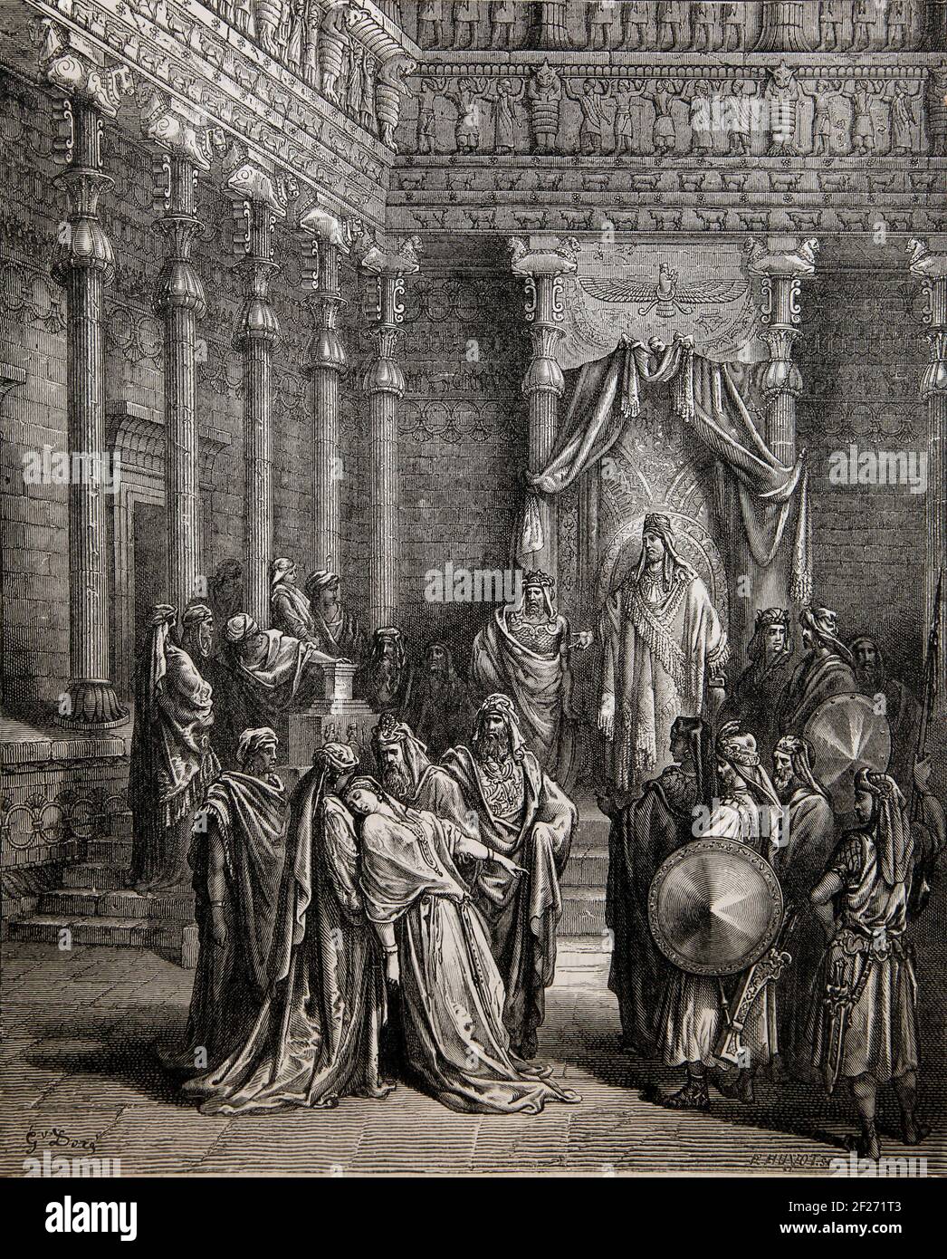 Bible Story Illustration of Esther Before the King Fainting with Fear ...