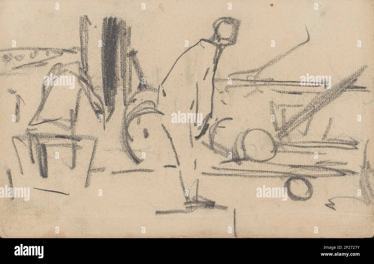 Boxing man, possible at a machine.Possibly a Kneely man Behind Him ...