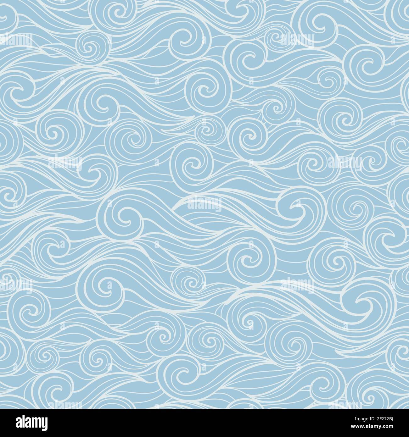 Sea waves vector seamless abstract hand-drawn pattern for wallpaper ...