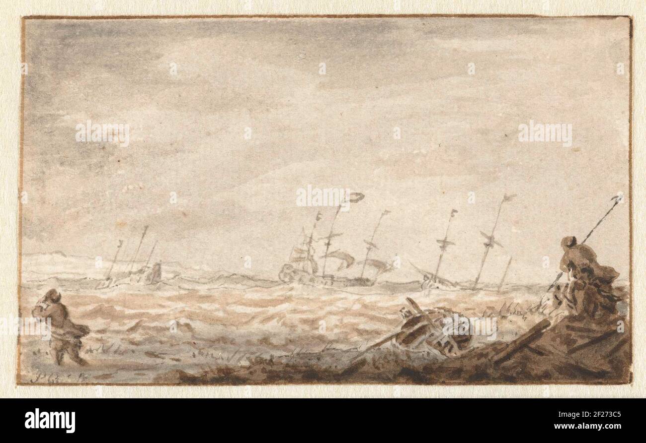 Sailing ships in rough seas Stock Photo - Alamy