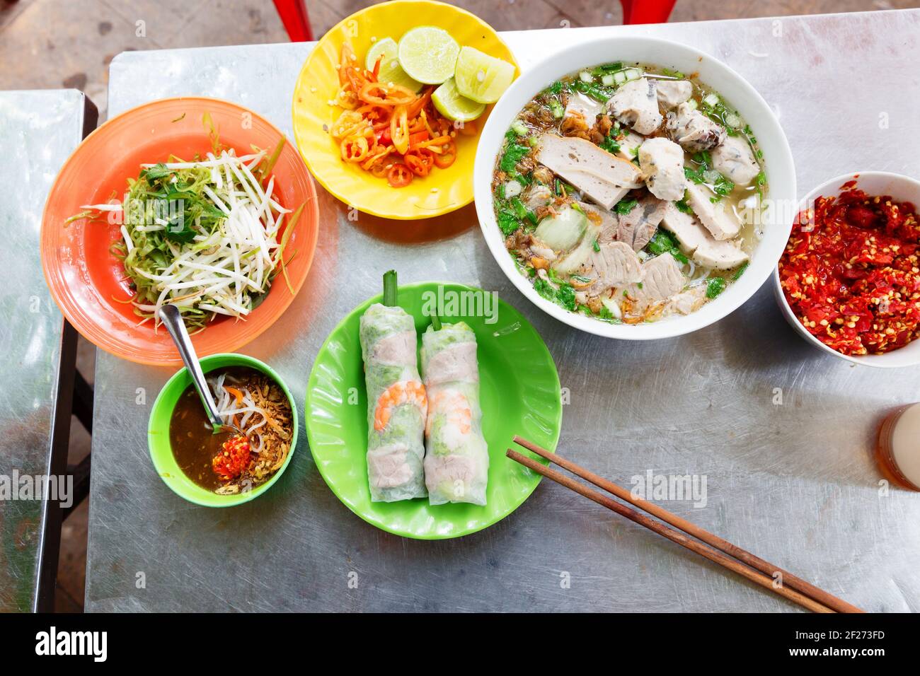 Vietnam, Ho Chi Minh City - Spring Rolls and soup at the 'Lunch Lady's ...