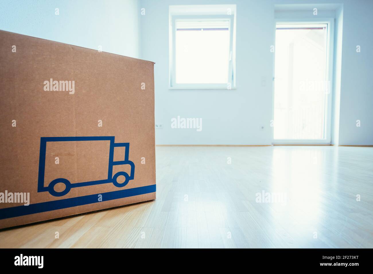 Move. Cardboard, boxes for moving into a new, clean and bright home ...