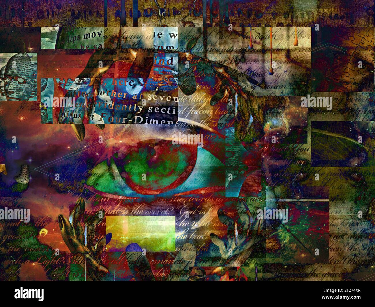 Modern abstract art. Eye and hands of Creator. 3D rendering Stock Photo ...