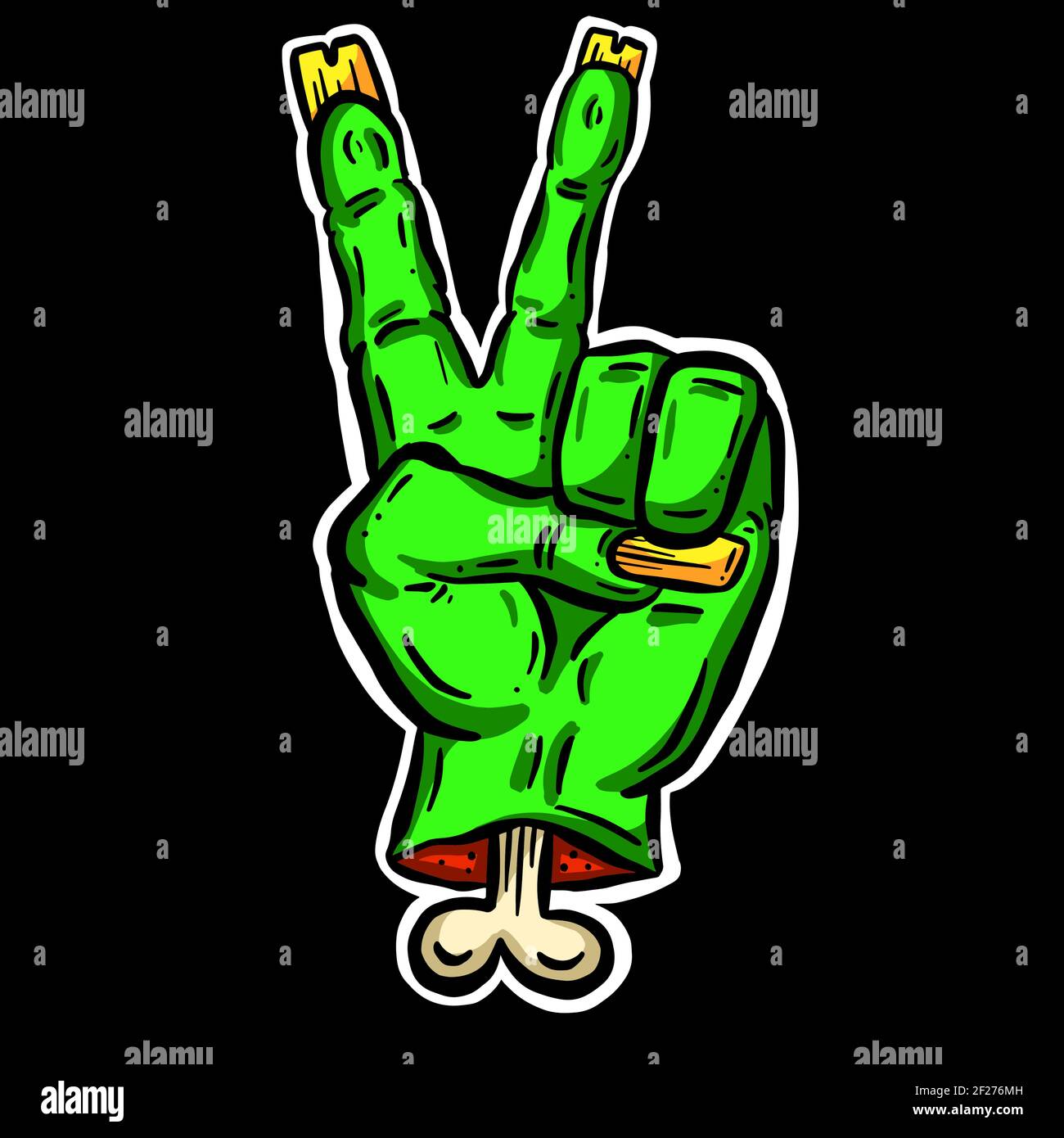 Hand Gesture Undead Zombie Halloween Hand Cartoon Illustration Stock ...
