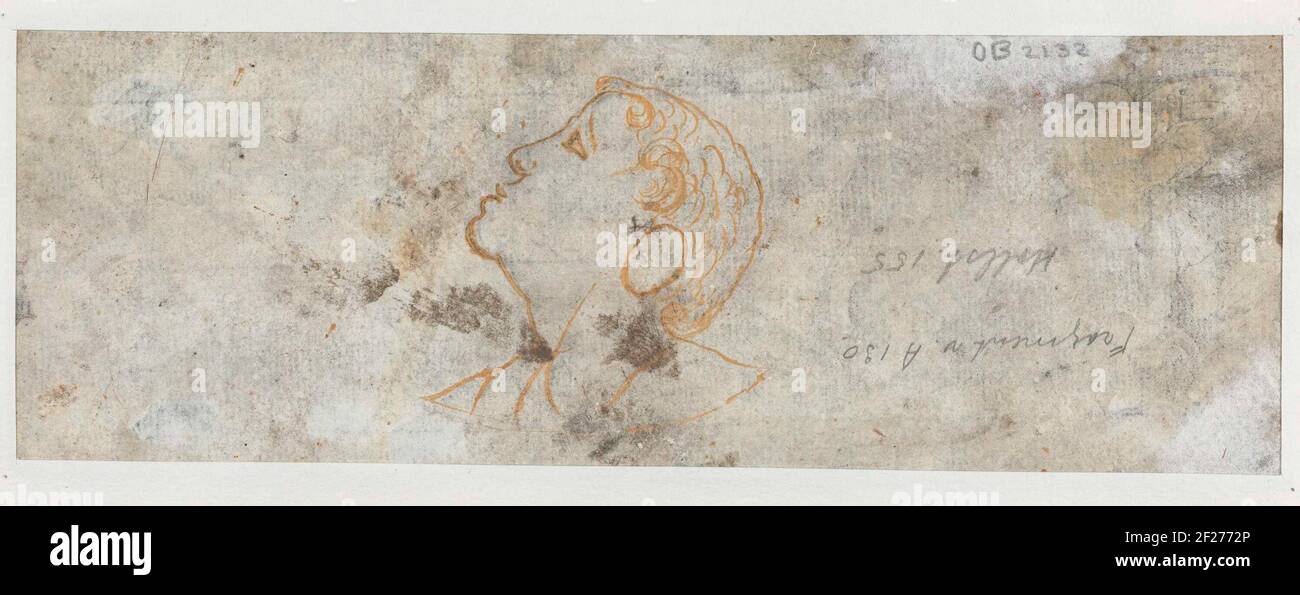 Hoofd van een man.Sketch of a head of a young man seen from the left ...