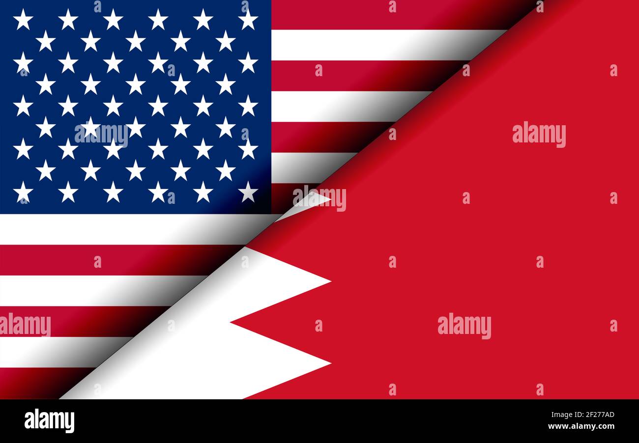 A 3d rendering of the United States of America and Bahrain National ...