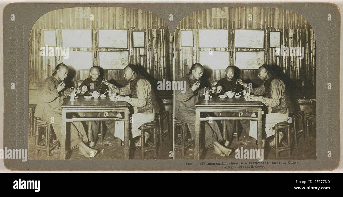 Chinamen eating in a restaurant. Canton, China Stock Photo - Alamy