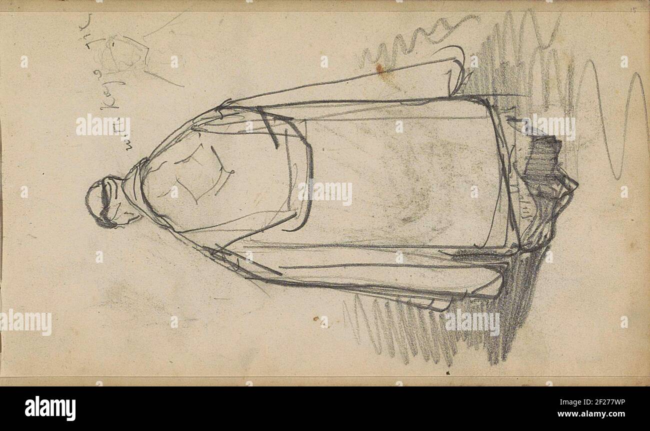 Monk with tonsure in a pij.Leaf 15 recto from a sketchbook with 46 ...