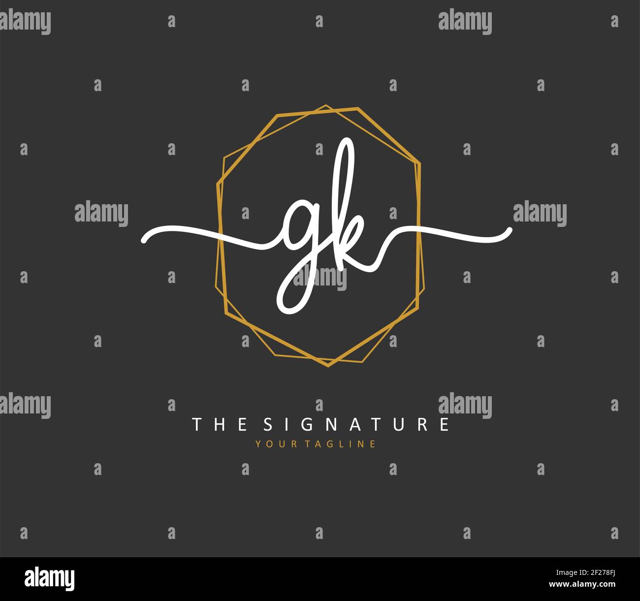 G K GK Initial letter handwriting and signature logo. A concept ...