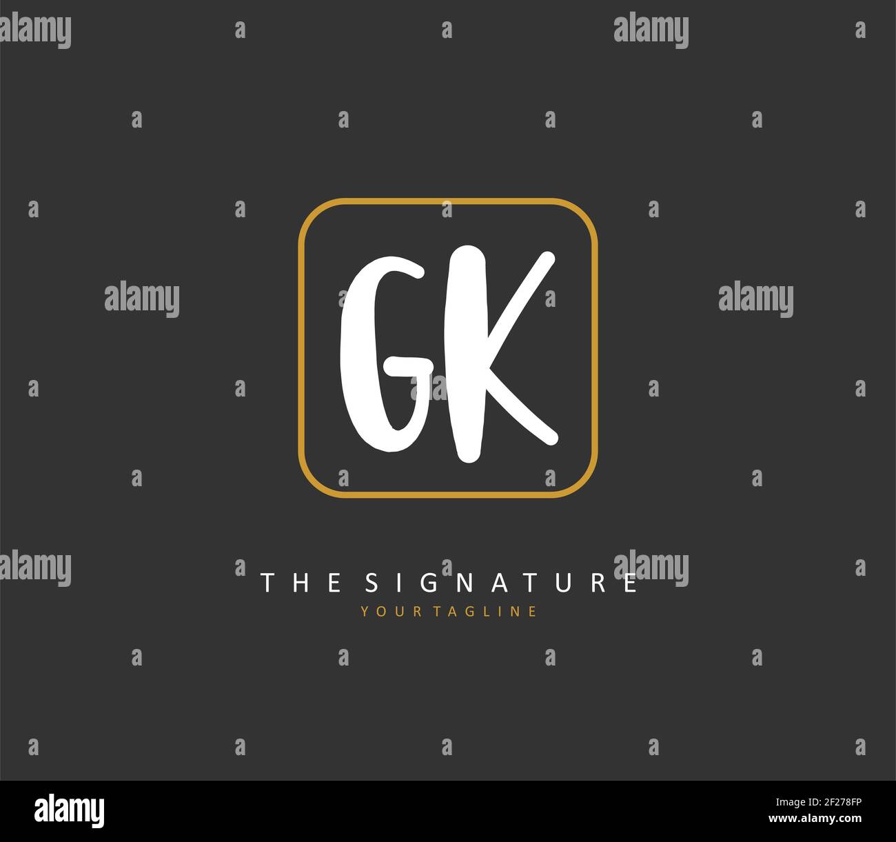 G K GK Initial letter handwriting and signature logo. A concept ...