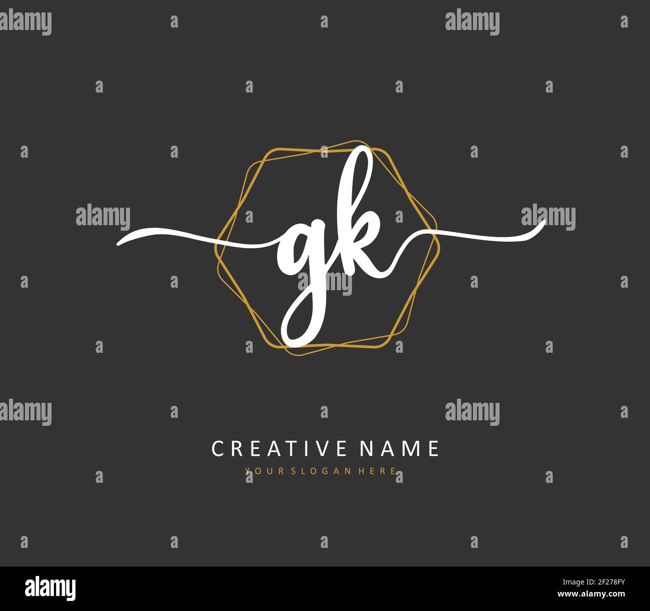 G K GK Initial letter handwriting and signature logo. A concept ...