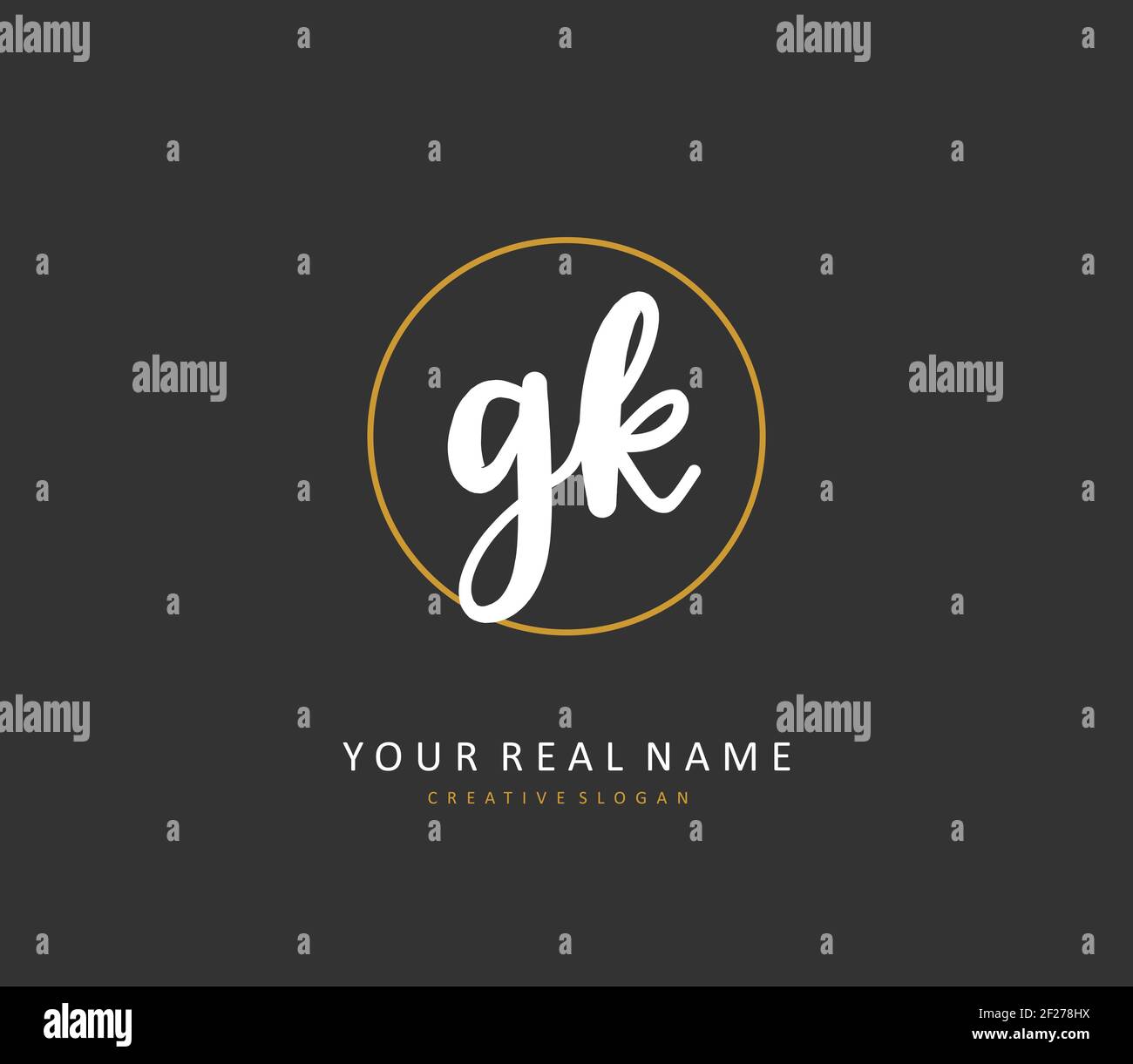 G K GK Initial letter handwriting and signature logo. A concept ...