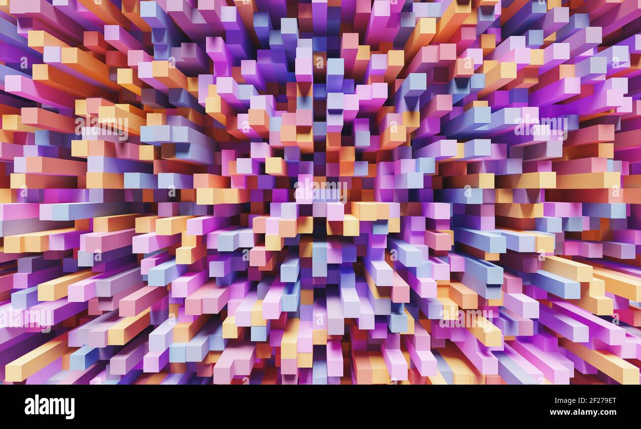 abstract background of elongated cubes seen from above with different ...