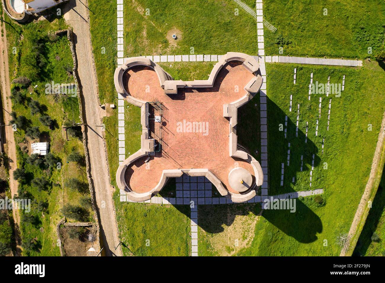 Evoramonte castle drone aerial top view in Alentejo, Portugal Stock ...