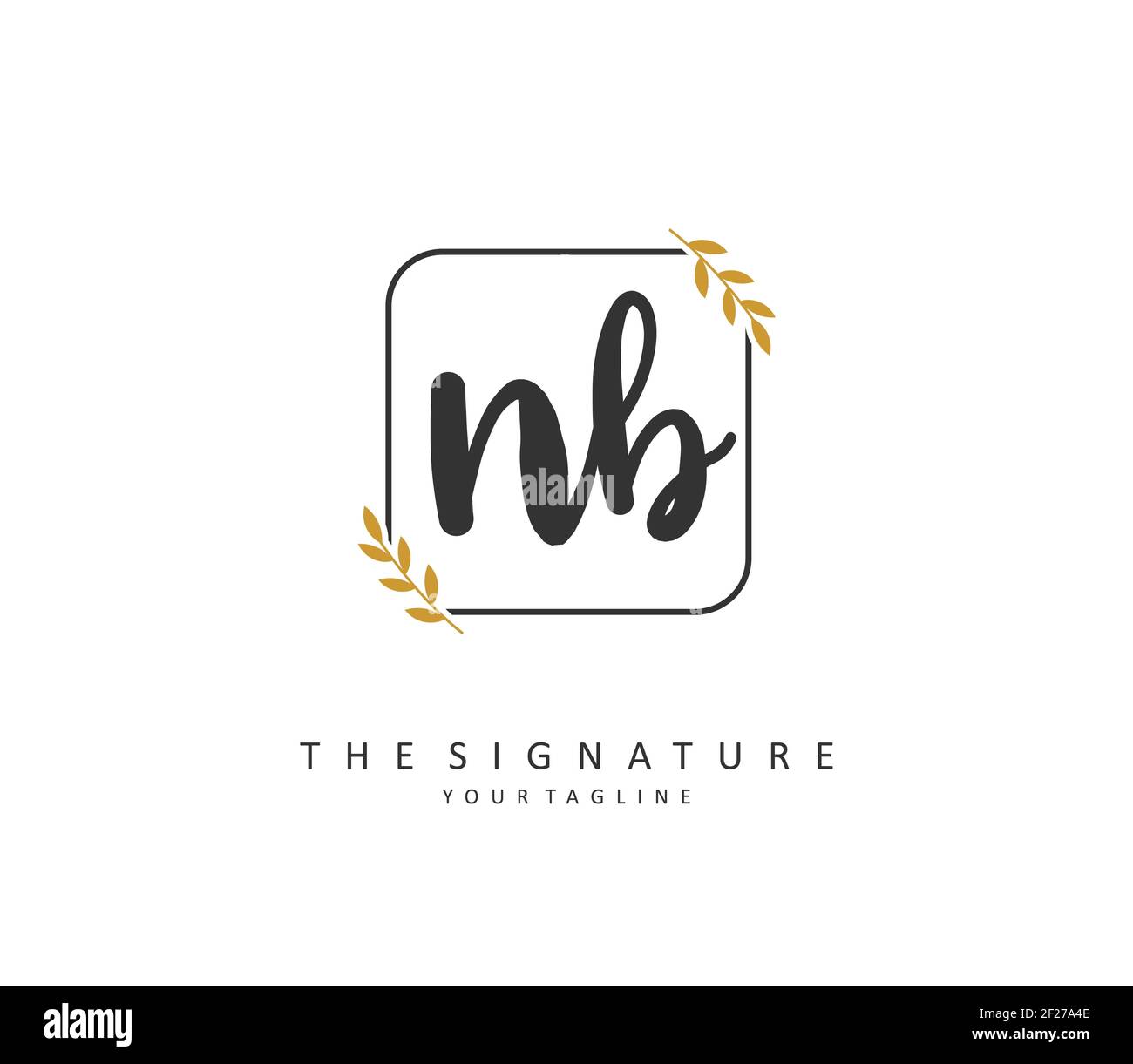 N B NB Initial letter handwriting and signature logo. A concept ...