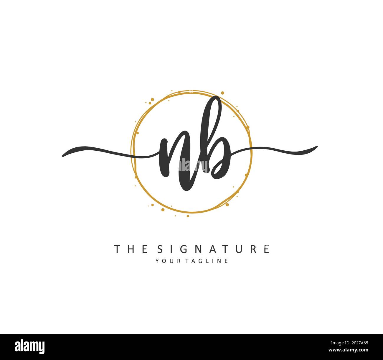 N B NB Initial letter handwriting and signature logo. A concept ...
