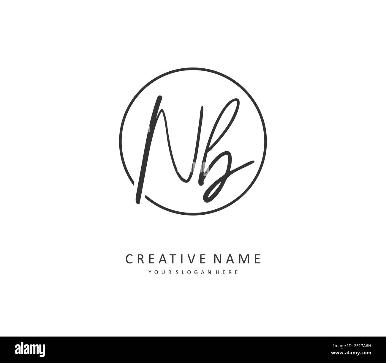 N B NB Initial letter handwriting and signature logo. A concept ...