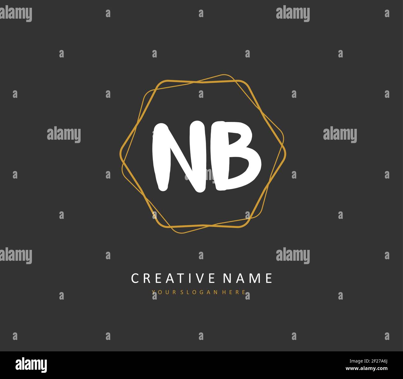N B NB Initial letter handwriting and signature logo. A concept ...