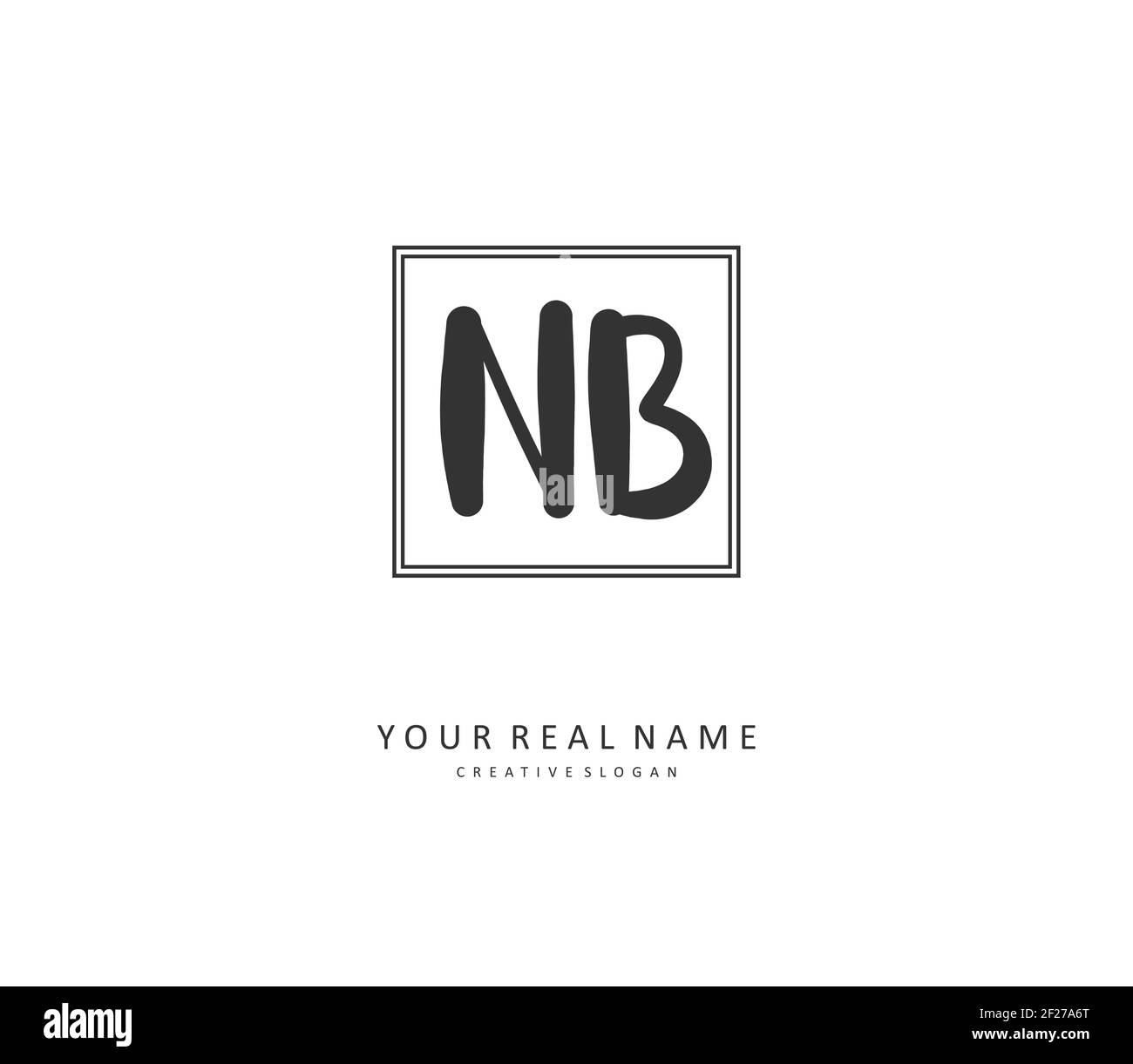 N B NB Initial letter handwriting and signature logo. A concept ...