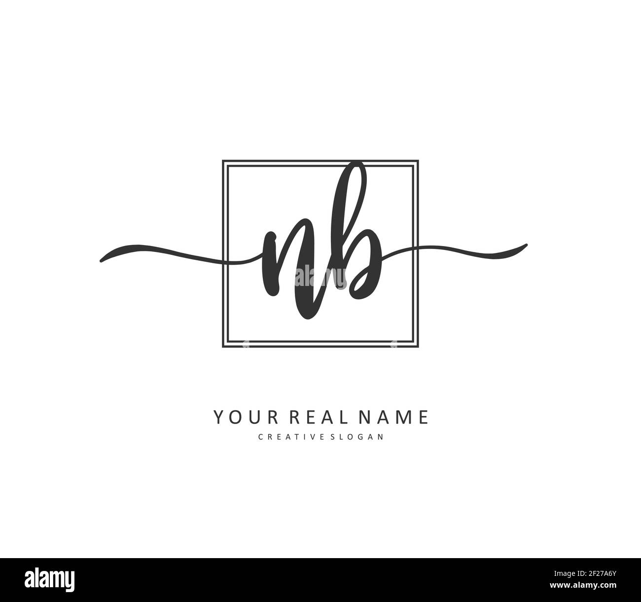 N B NB Initial letter handwriting and signature logo. A concept ...