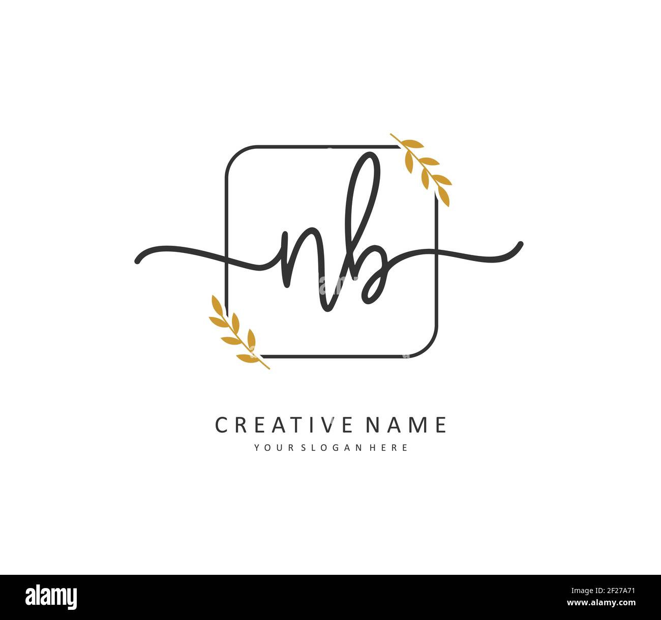 N B NB Initial letter handwriting and signature logo. A concept ...