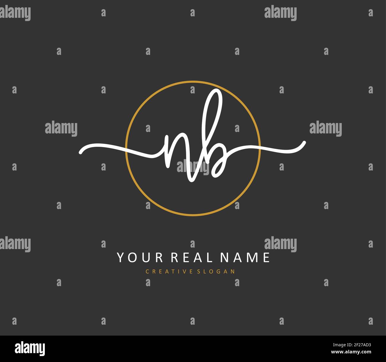 N B NB Initial letter handwriting and signature logo. A concept ...