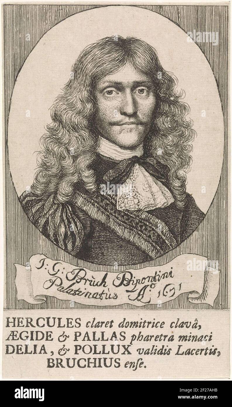 Portrait of the Screenmaster Johann Georg Bruck, with mustache and long ...