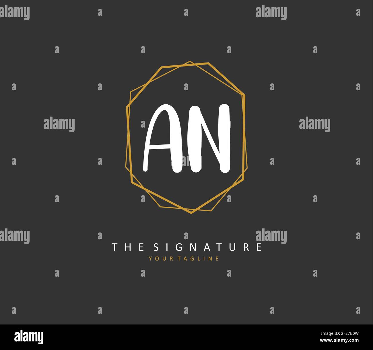 A N AN Initial letter handwriting and signature logo. A concept ...