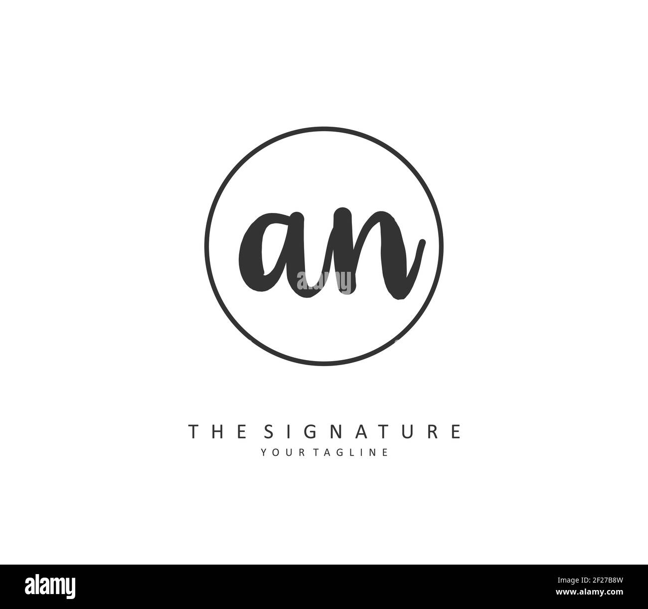 A N AN Initial letter handwriting and signature logo. A concept ...