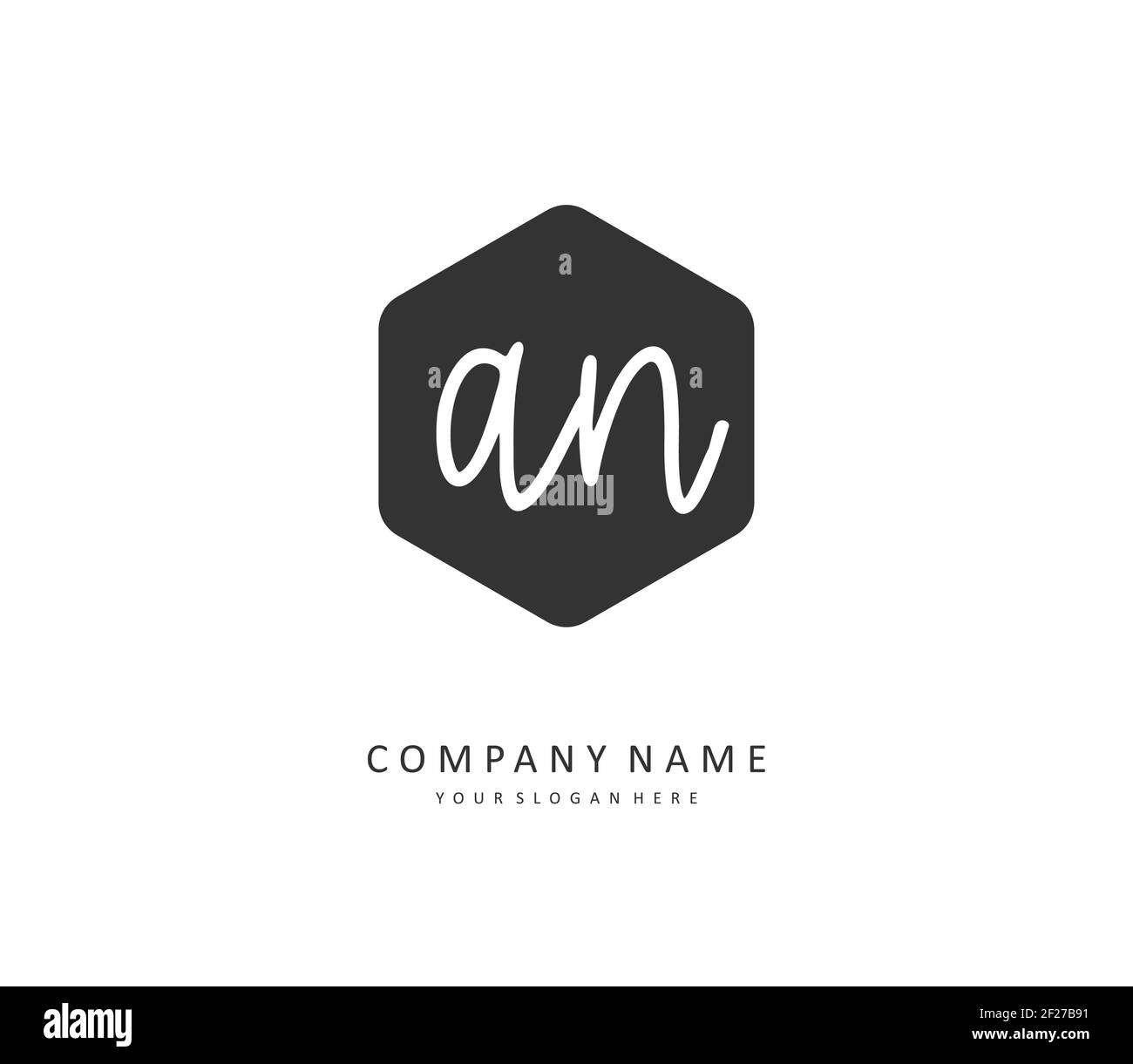 A N AN Initial letter handwriting and signature logo. A concept ...
