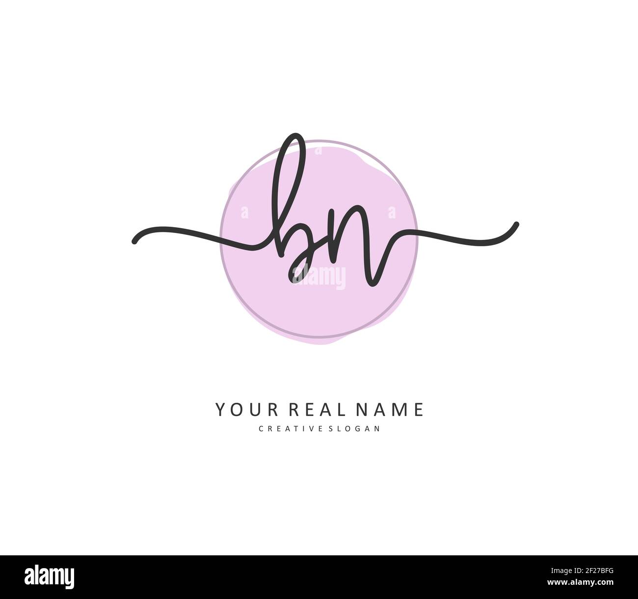 B N BN Initial letter handwriting and signature logo. A concept ...