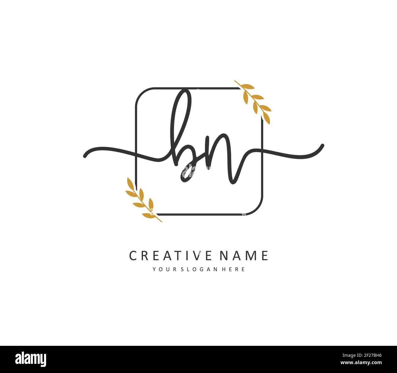 B N BN Initial letter handwriting and signature logo. A concept ...