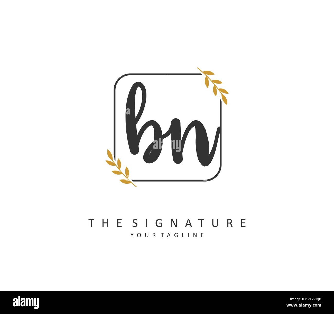 B N BN Initial letter handwriting and signature logo. A concept ...