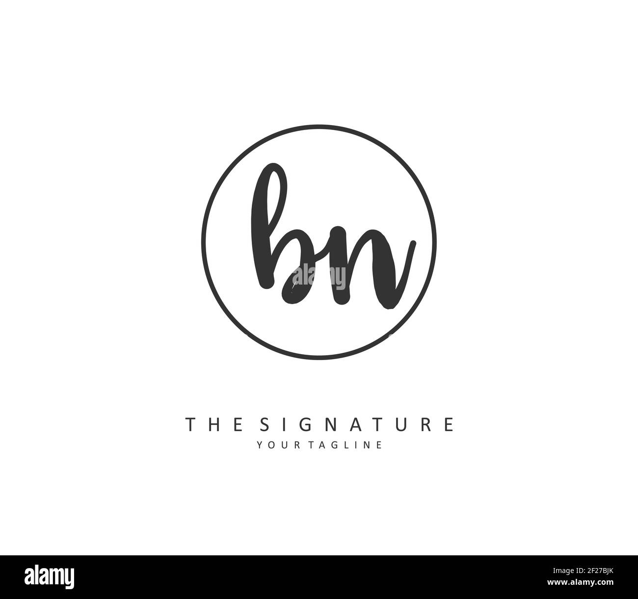 B N BN Initial letter handwriting and signature logo. A concept ...