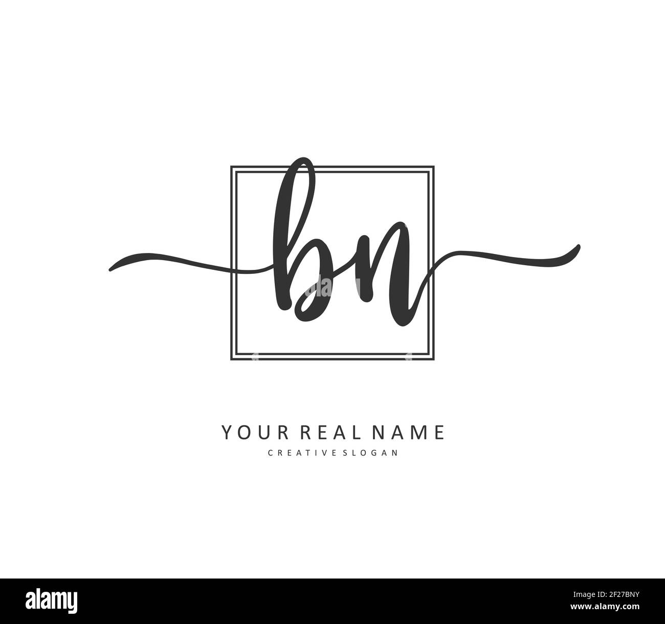B N BN Initial letter handwriting and signature logo. A concept ...