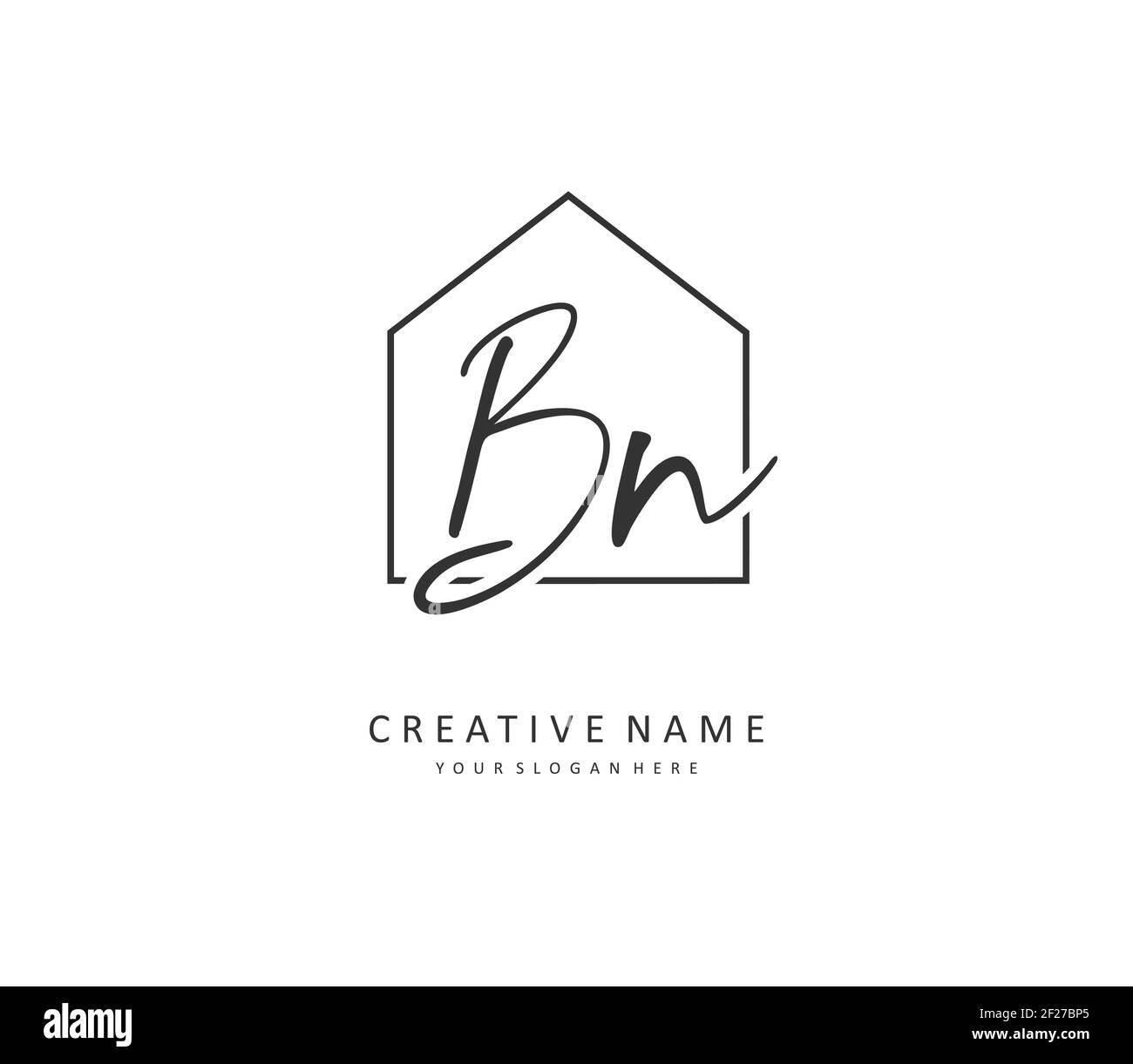 B N BN Initial letter handwriting and signature logo. A concept ...