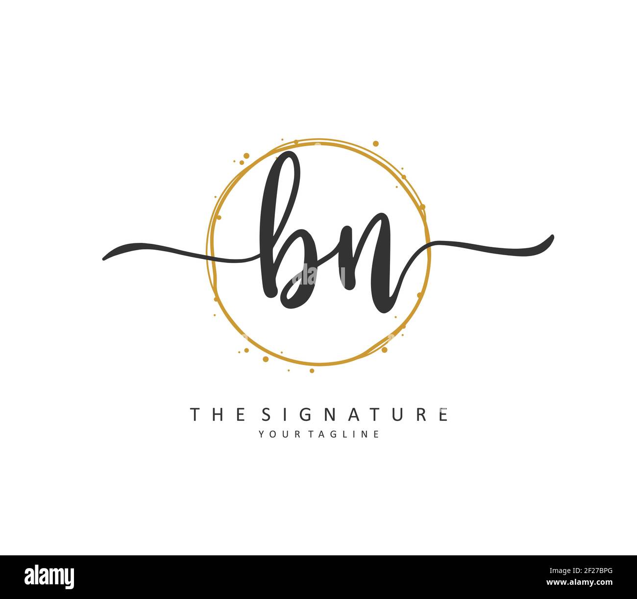 B N BN Initial letter handwriting and signature logo. A concept ...
