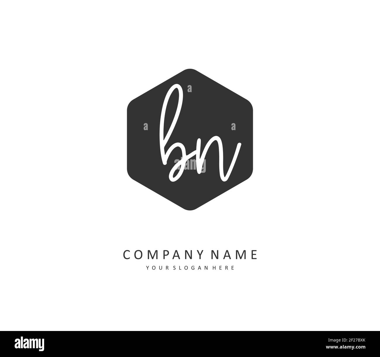 B N BN Initial letter handwriting and signature logo. A concept ...