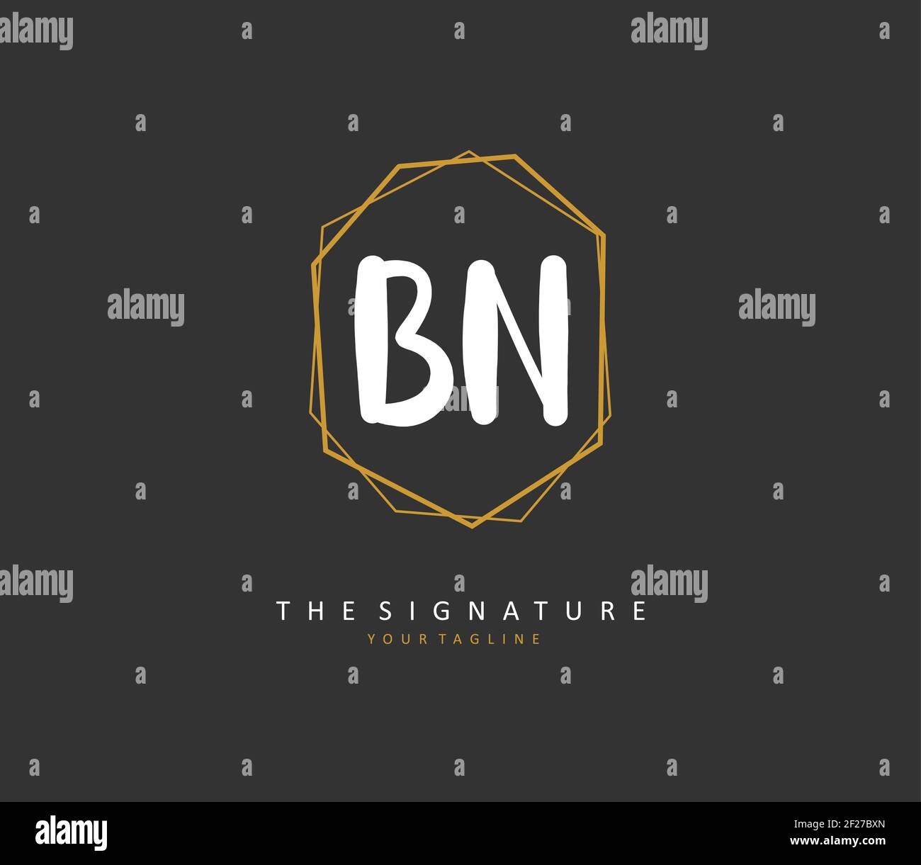 B N BN Initial letter handwriting and signature logo. A concept ...