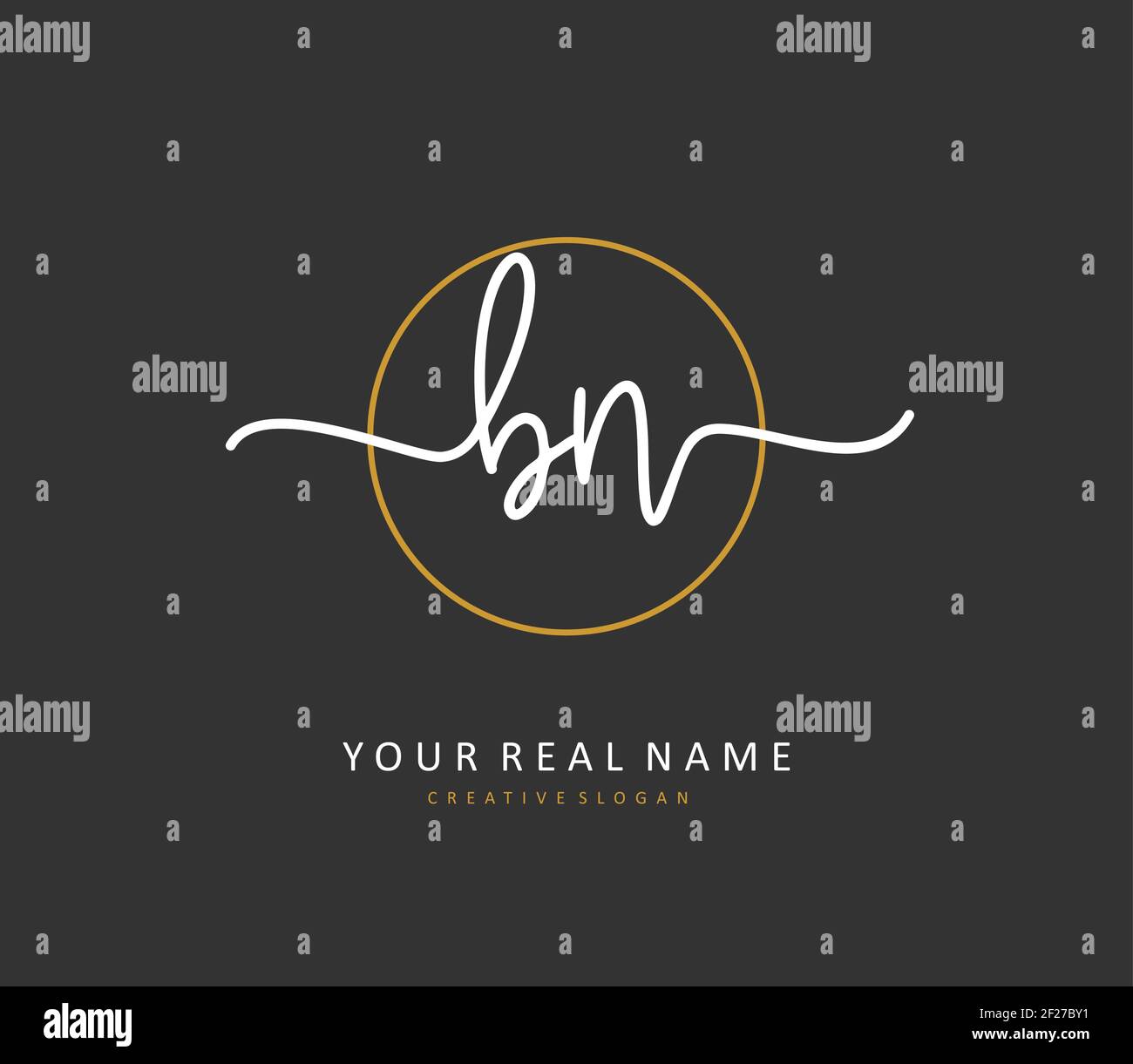 B N BN Initial letter handwriting and signature logo. A concept ...