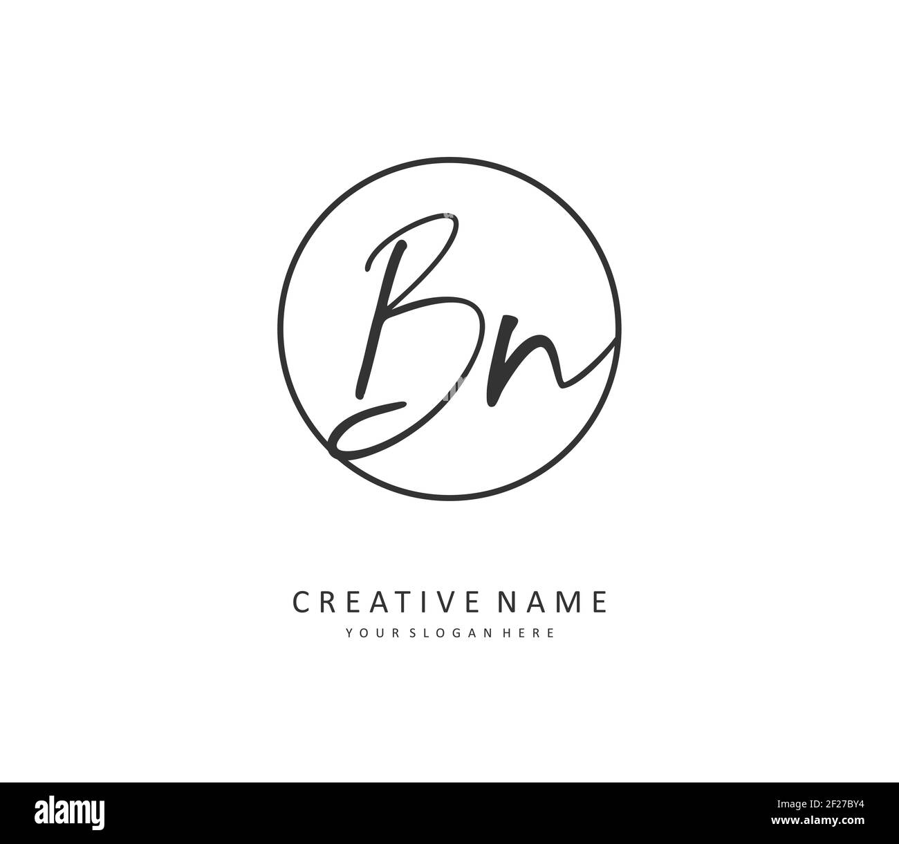 B N BN Initial letter handwriting and signature logo. A concept ...