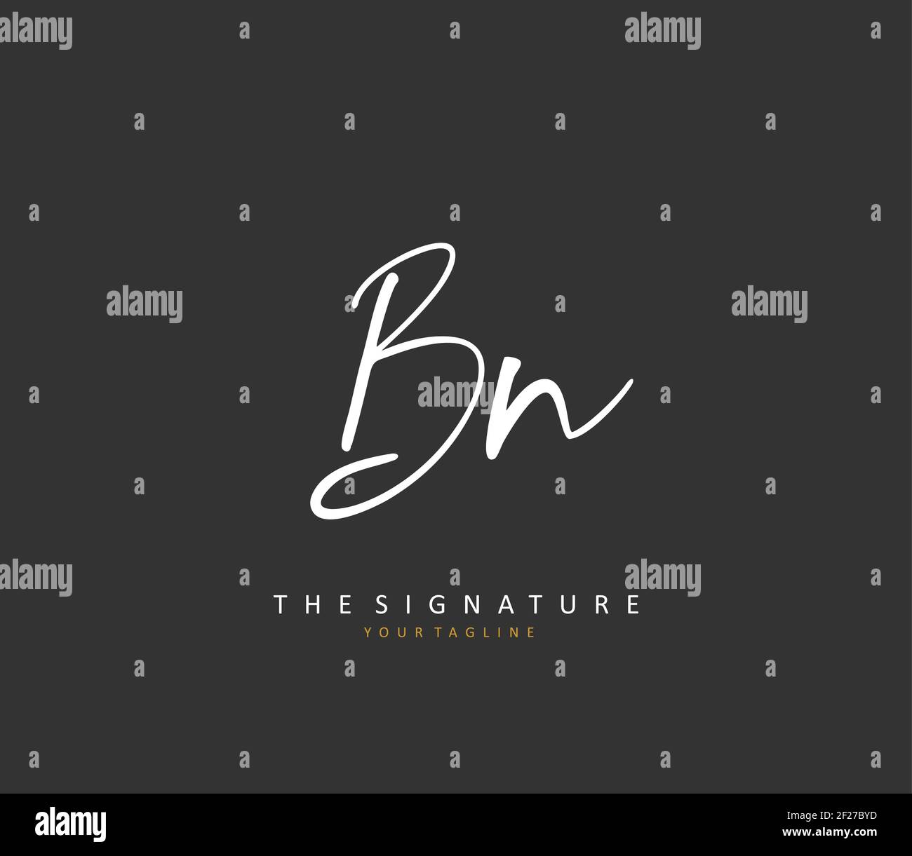 B N BN Initial letter handwriting and signature logo. A concept ...