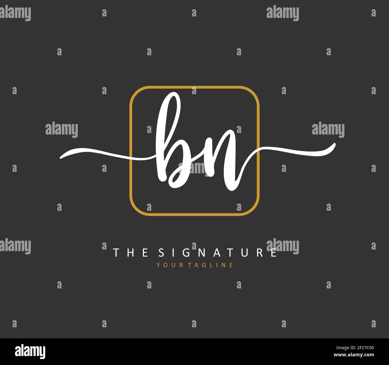 B N BN Initial letter handwriting and signature logo. A concept ...