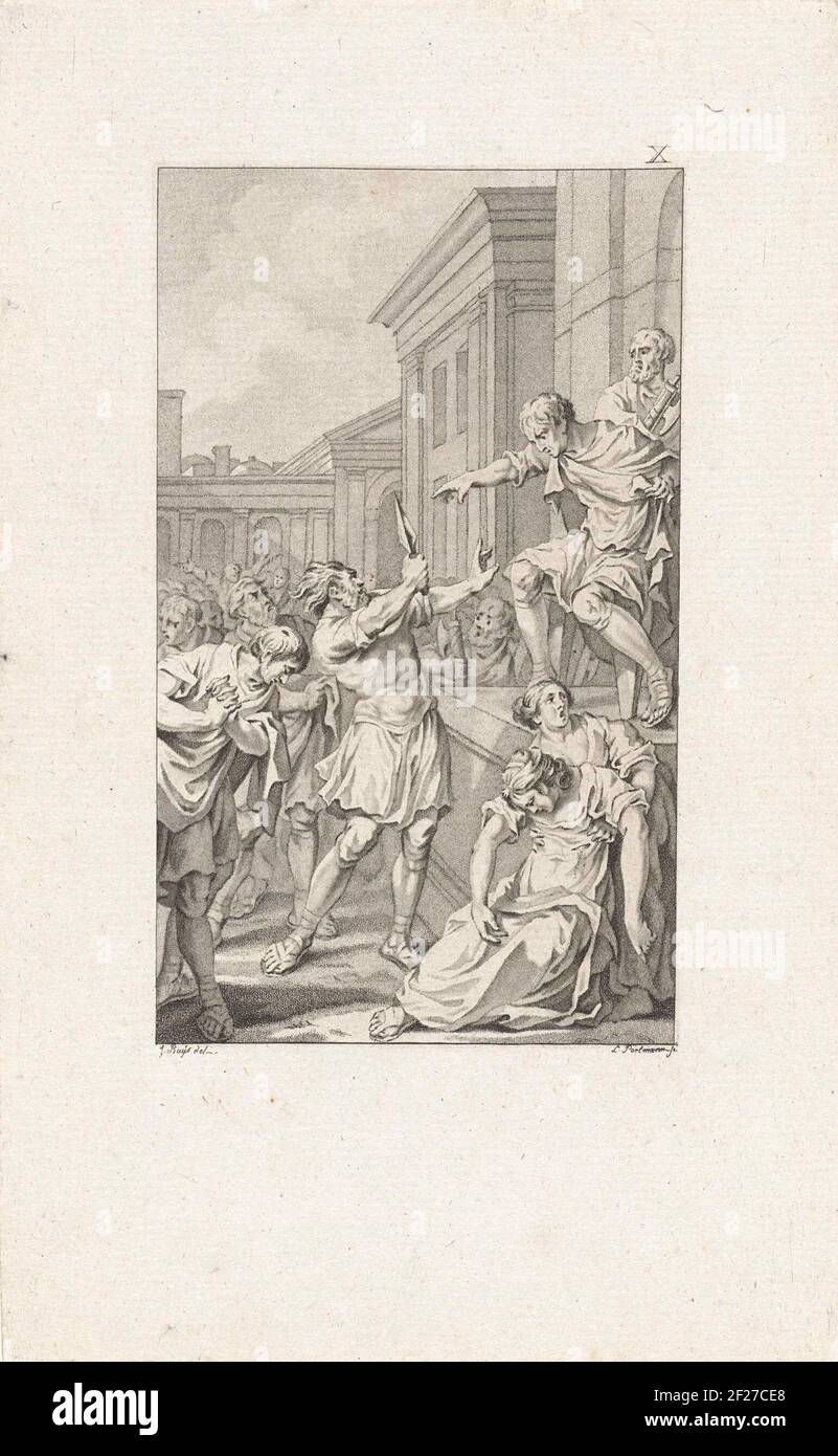 Virginius doodt zijn dochter Virginia.Virginius kills his daughter ...